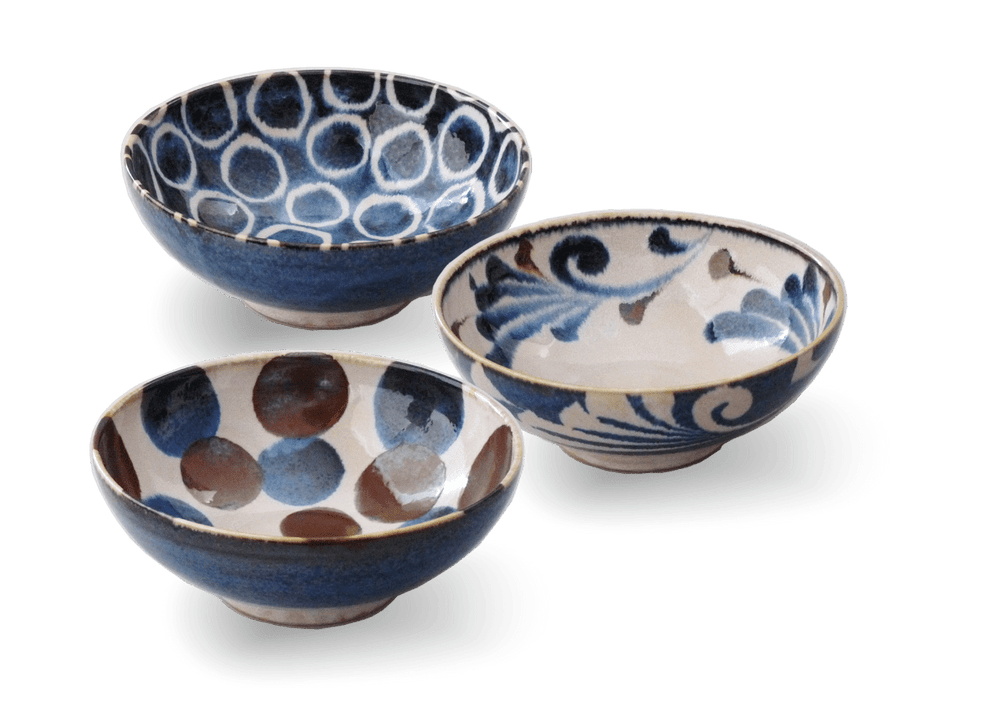 Brush Blue Noodle Bowl Set (3 Pieces) – My Japanese World