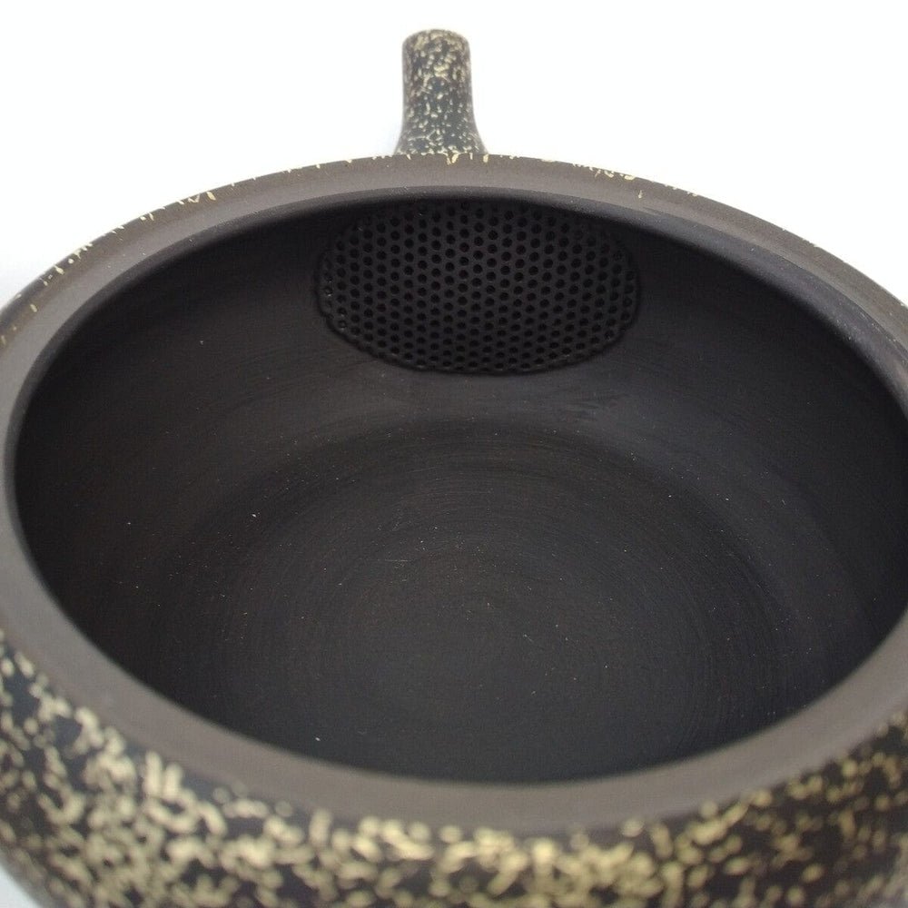 Tamamitsu black mud flat round gold tataki Tea Pot – My Japanese World