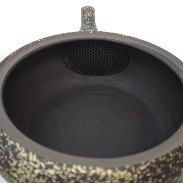 Tamamitsu black mud flat round gold tataki Tea Pot – My Japanese World