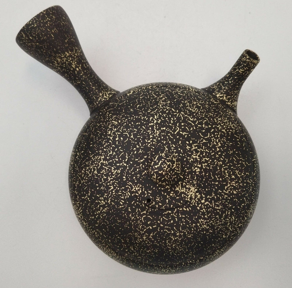 Tamamitsu black mud flat round gold tataki Tea Pot – My Japanese World